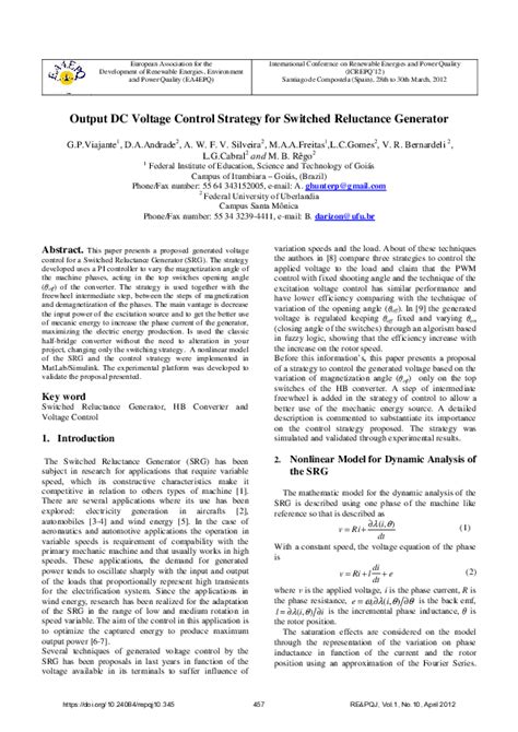 Pdf Output Dc Voltage Control Strategy For Switched Reluctance Generator