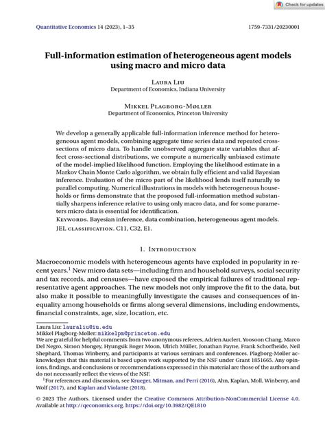 Quantitative Economics 2023 Liu Pdf Estimator Statistical Inference