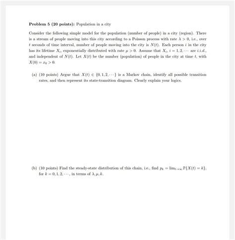 Solved Problem 5 20 Points Population In A City Consider