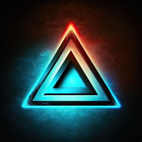 Abstract Background With Magic Neon Light Triangle Triangular With Glowing Lines On Dark