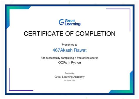 Akash Rawat On Linkedin Hi All I Have Successfully Completed The Oops In Python Course Offered