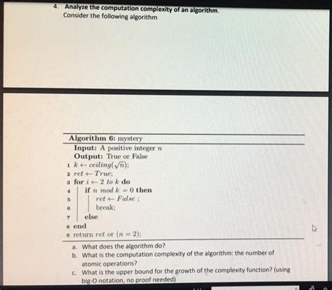 Solved 4 Analyze The Computation Complexity Of An
