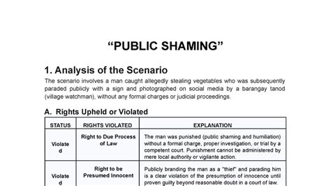 Group 4 Public Shaming Analyzing Rights Violations And Due Process