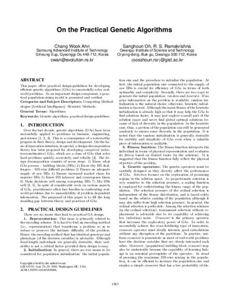 Pdf Practical Genetic Algorithms