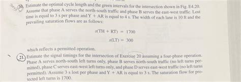 Solved 20 Estimate The Optimal Cycle Length And The Green