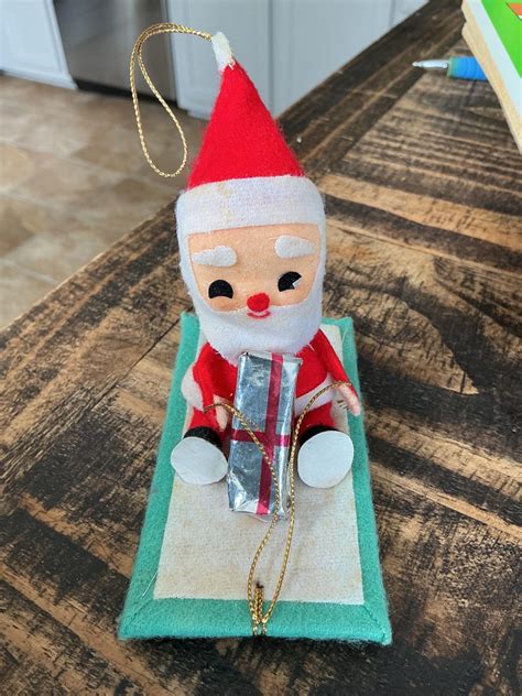 Rare Pixie Santa On Sleigh Vintage Ornament Etsy