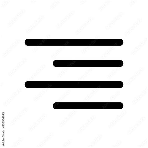 Text Align Right Icon Line Isolated On White Background Black Flat Thin Icon On Modern Outline