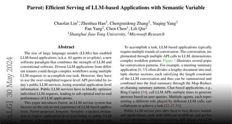 paper page — parrot efficient serving of llm based applications with