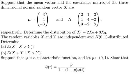 Solved Suppose That The Mean Vector And The Covariance