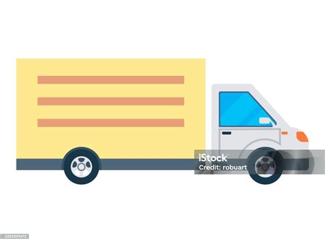 만화 배달 트럭 밴은 흰색 배경 밴 자동차에 고립되어 있습니다 화물 자동차 자동화 사업 개념에 대한 스톡 벡터 아트 및 기타