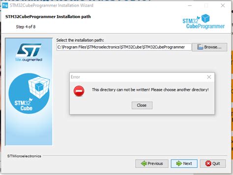 Installing Stm32cubeprogrammer Directory Can Not B