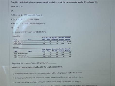 Solved Consider The Following Linear Program Which