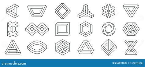 Optical Illusion Unreal Geometric Elements Impossible Abstract Linear Shapes Visual Delusion