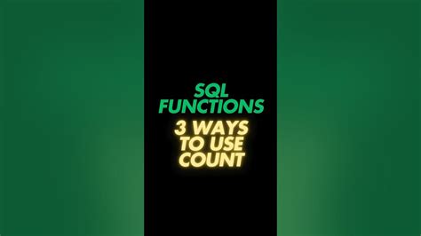Sql Functions 3 Ways To Use Count Youtube