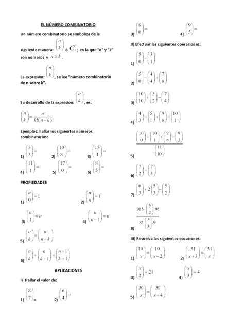 El Número Combinatorio Pdf