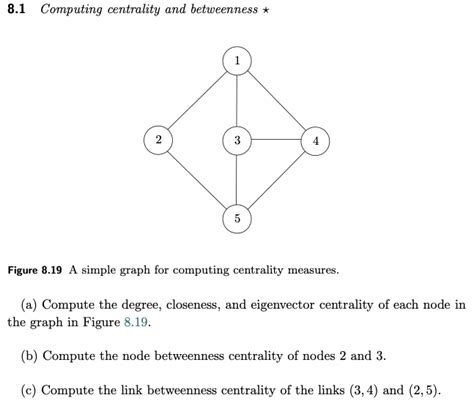 Solved 81 Computing Centrality And Betweenness 1 2 3 4 5