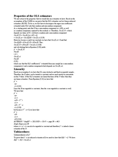 Properties Of The Ols Estimators Pdf Ordinary Least Squares