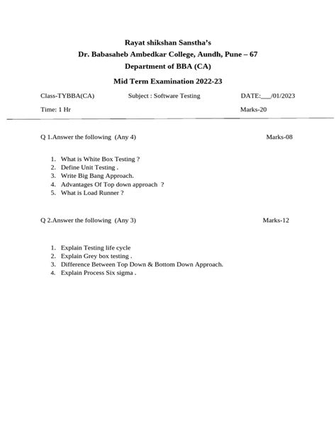 Software Testing Question Paper Pdf