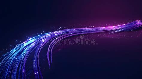 Abstract Light Trails On Dark Background Futuristic Digital