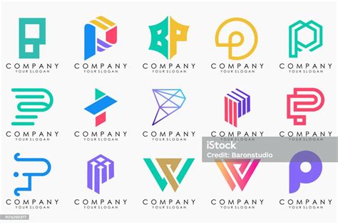 문자 P 로고 디자인의 집합입니다 현대 창조적 인 모노그램 아이콘 디자인 영감 0명에 대한 스톡 벡터 아트 및 기타 이미지 0명 개발 개체 그룹 Istock
