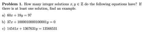 Solved Problem 1 How Many Integer Solutions Xy E Z Do The