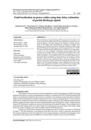 Fault Localization On Power Cables Using Time Delay Estimation Of