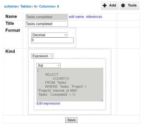 Instadb Schema Editor Expression Columns