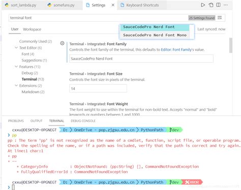 vscode windows10 terminal powershell7 oh my posh 基于pwsh字体乱码问题修复 oh my
