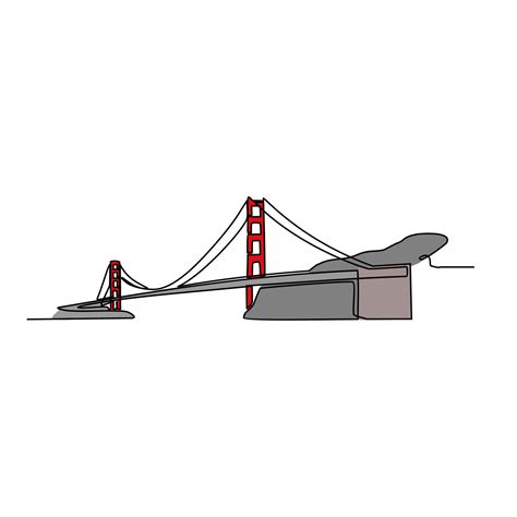 One Continuous Line Drawing Of Bridge Design Illustration Bridge