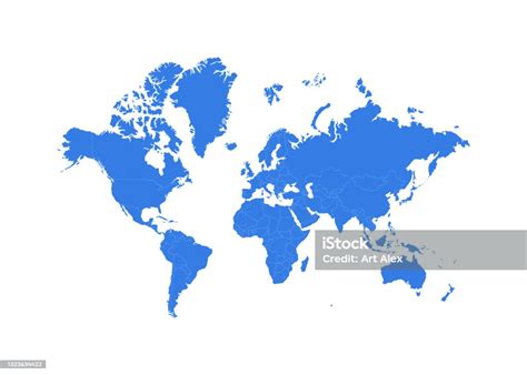 흰색 배경에 격리 된 파란색 세계지도 템플릿 파란색 그라데이션 벡터 Eps10 0명에 대한 스톡 벡터 아트 및 기타 이미지 0명 과학 교육 Istock