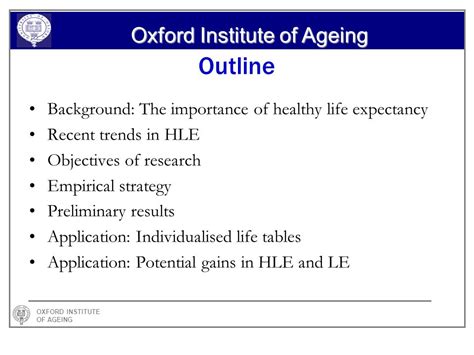Oxford Institute Of Ageing Oxford Institute Of Ageing Developing Individualised Life Tables Bsps