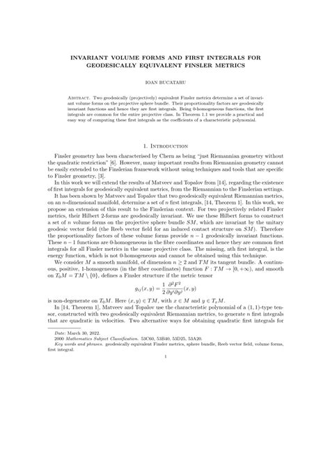 PDF INVARIANT VOLUME FORMS AND FIRST INTEGRALS FOR GEODESICALLY EQUIVALENT FINSLER METRICS