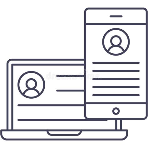 Line Pc Computer Monitor And Phone Icon Vector Stock Vector