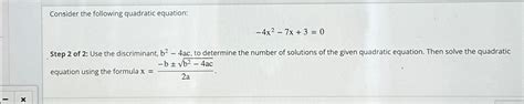 Solved Consider The Following Quadratic Chegg