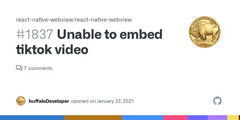 unable to embed tiktok video · issue 1837 · react native webview react
