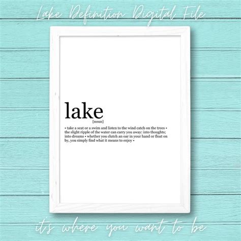 Lake Digital Print File Lake Definition Lake Quote Words Etsy