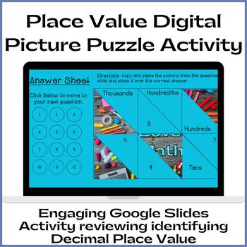 Decimal Place Value Digital Picture Puzzle Activity Identify Decimal Place Value