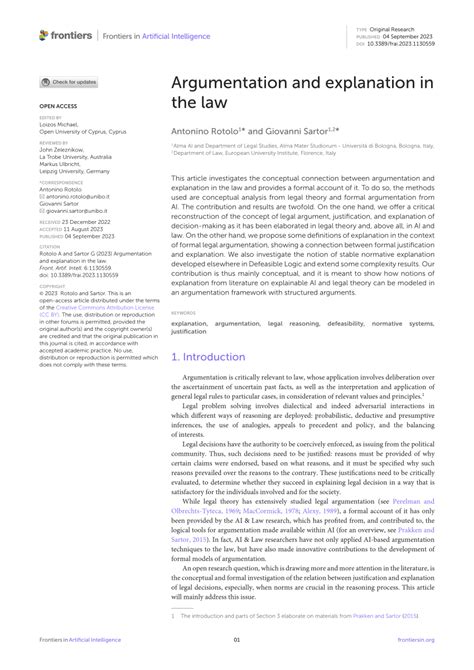Pdf Argumentation And Explanation In The Law