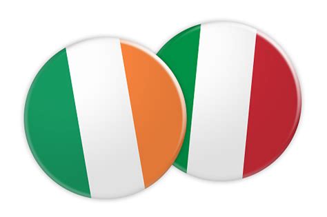 뉴스 개념 아일랜드 플래그에 이탈리아 플래그 단추 백색 배경에 3d 그림 3차원 형태에 대한 스톡 벡터 아트 및 기타 이미지 3차원 형태 International