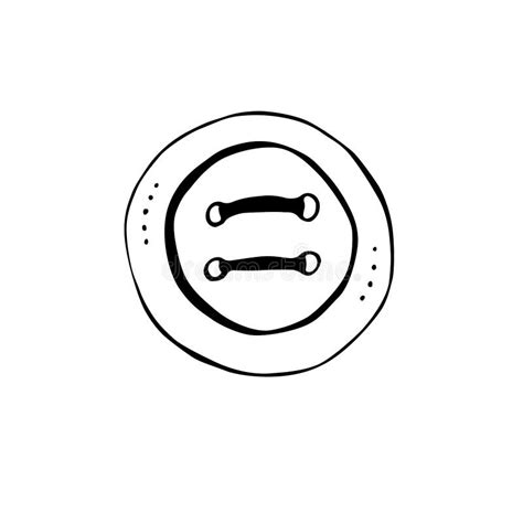 Vector Outline Button In Doodle Style Hand Drawn Accessories Sewing