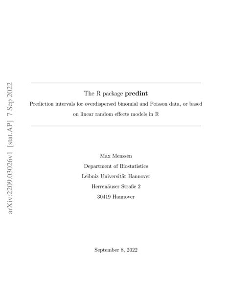 The R Package Predint Prediction Intervals For Overdispersed Binomial