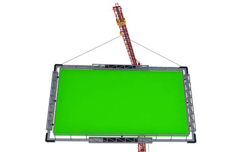 크레인은 광고판을 들어 올립니다 흰색 배경에 격리 3d 렌더링 0명에 대한 스톡 벡터 아트 및 기타 이미지 0명 간판 강철 Istock
