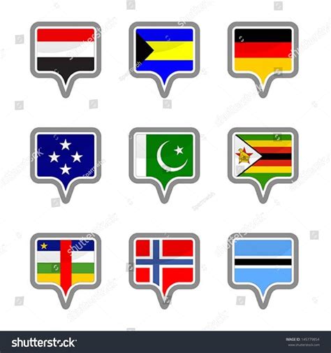 Set Map Flag Icon Vector Stock Vector Royalty Free Shutterstock