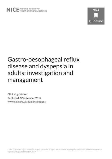 Gastrooesophageal Reflux Disease And Dyspepsia In Adults Investigation