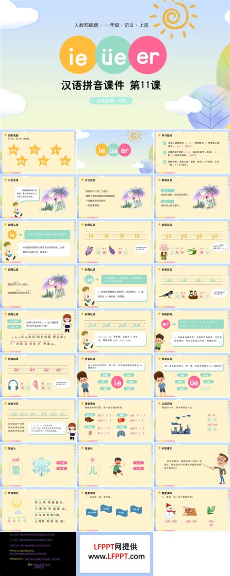 人教部编版一年级语文上册汉语拼音ieueer课件PPT模板下载 LFPPT
