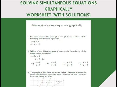7 Worksheets On Simultaneous Equations With Solutions Teaching Resources