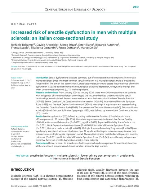 Pdf Increased Risk Of Erectile Dysfunction In Men With Multiple