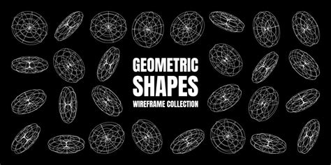 3d Wireframe Shapes Brutal Perspective Grid Vector Image