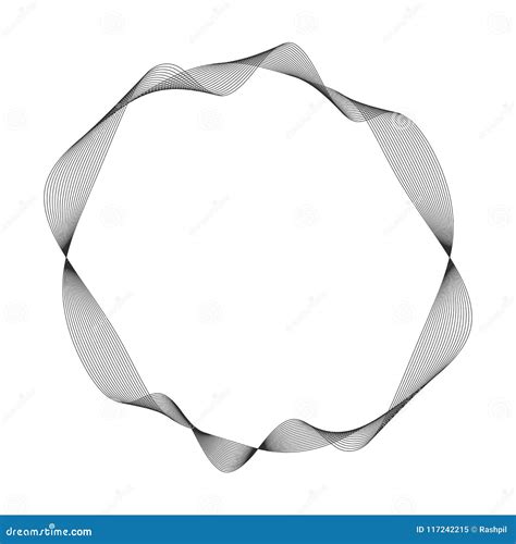Black Concentric Wavy Lines That Makes A Rounded Abstract Shape Stock Illustration