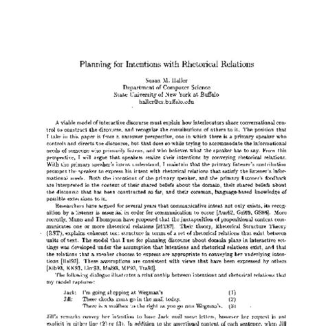 Planning For Intentions With Rhetorical Relations Acl Anthology